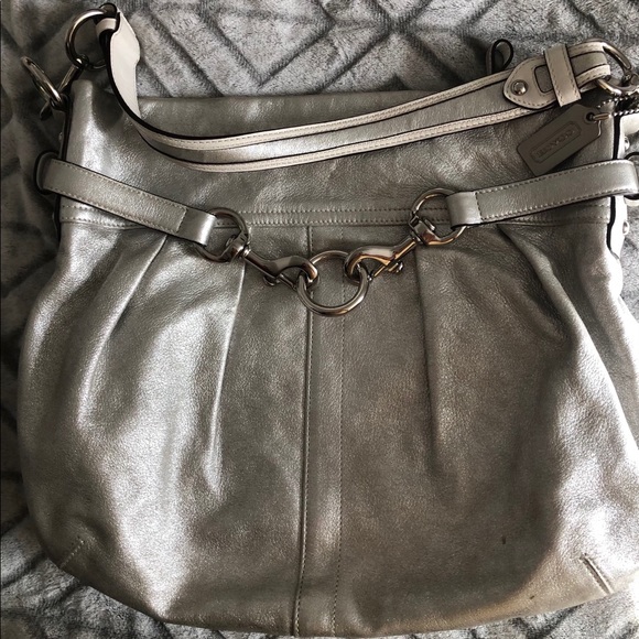 Coach | Bags | Coach Silver Goat Leather Hobo Handbag | Poshmark